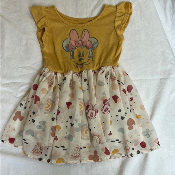 Disney | Dresses | Disney Minnie Mouse Kids Dress Mustard And White ...